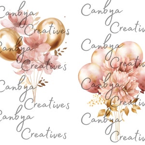 Watercolor Golden Blush Balloon Svg Png Clipart, Glitter Birthday ...