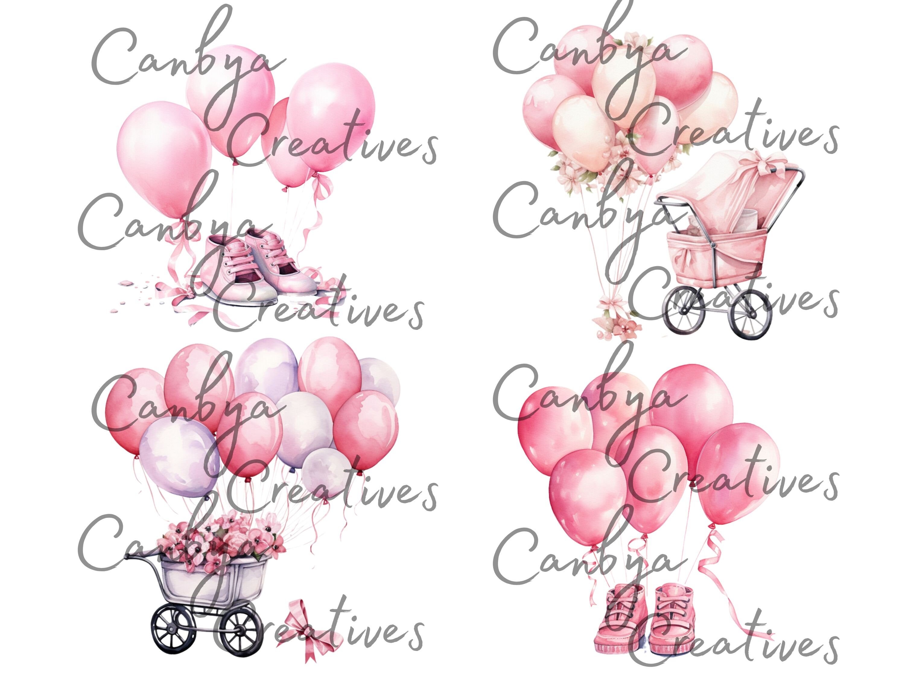 Watercolor Pink Baby Shower Clipart Bundle, Newborn Images, Cute ...