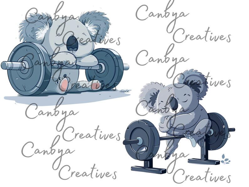 Watercolor Kawaii Koala Workout Png Svg Prints, Funny Lazy Koala ...