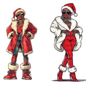 16 Black Mrs Claus Svg Png Clipart, African American Stylish Mrs Claus ...