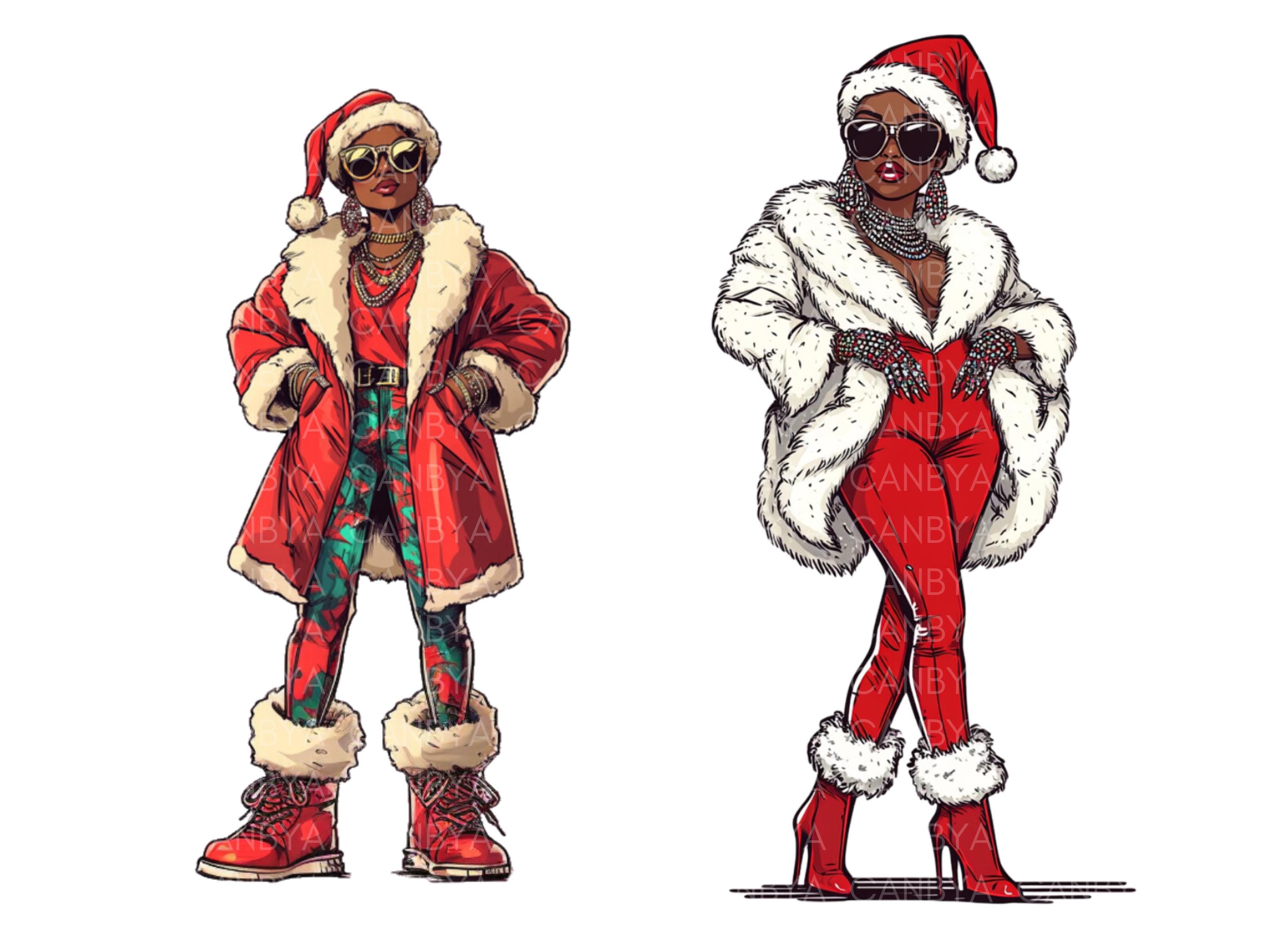 16 Black Mrs Claus Svg Png Clipart, African American Stylish Mrs Claus ...