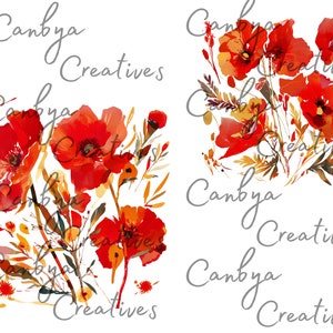 Watercolor Poppies Svg Png Clipart Bundle, Abstract Poppy Flower ...
