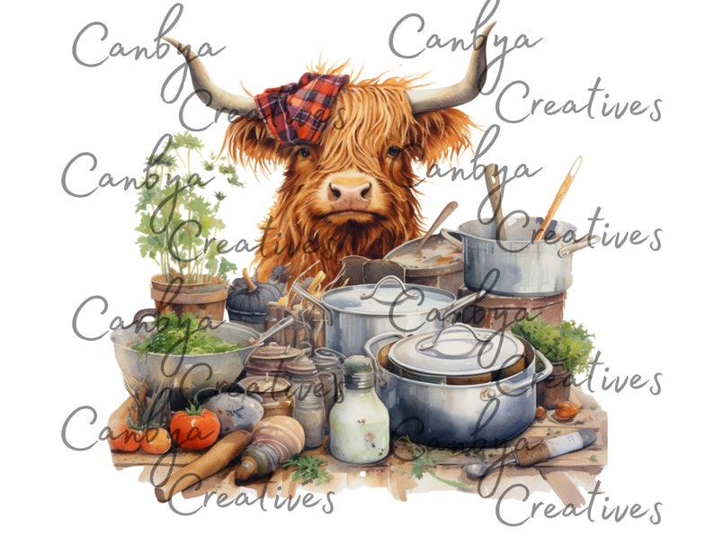 Talented Funny Highland Cow Svg Png Cliparts Watercolor - Etsy