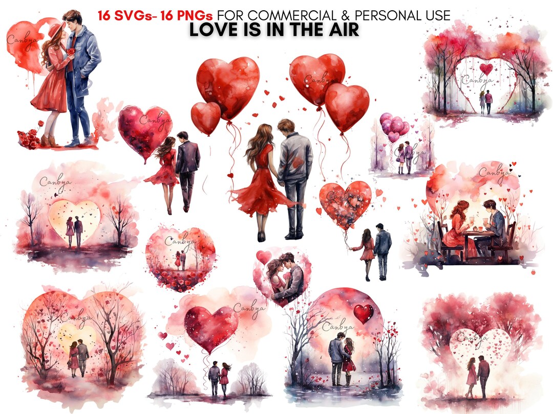 Watercolor Valentine Couples Png Svg Clipart Bundle, Valentine Couple ...