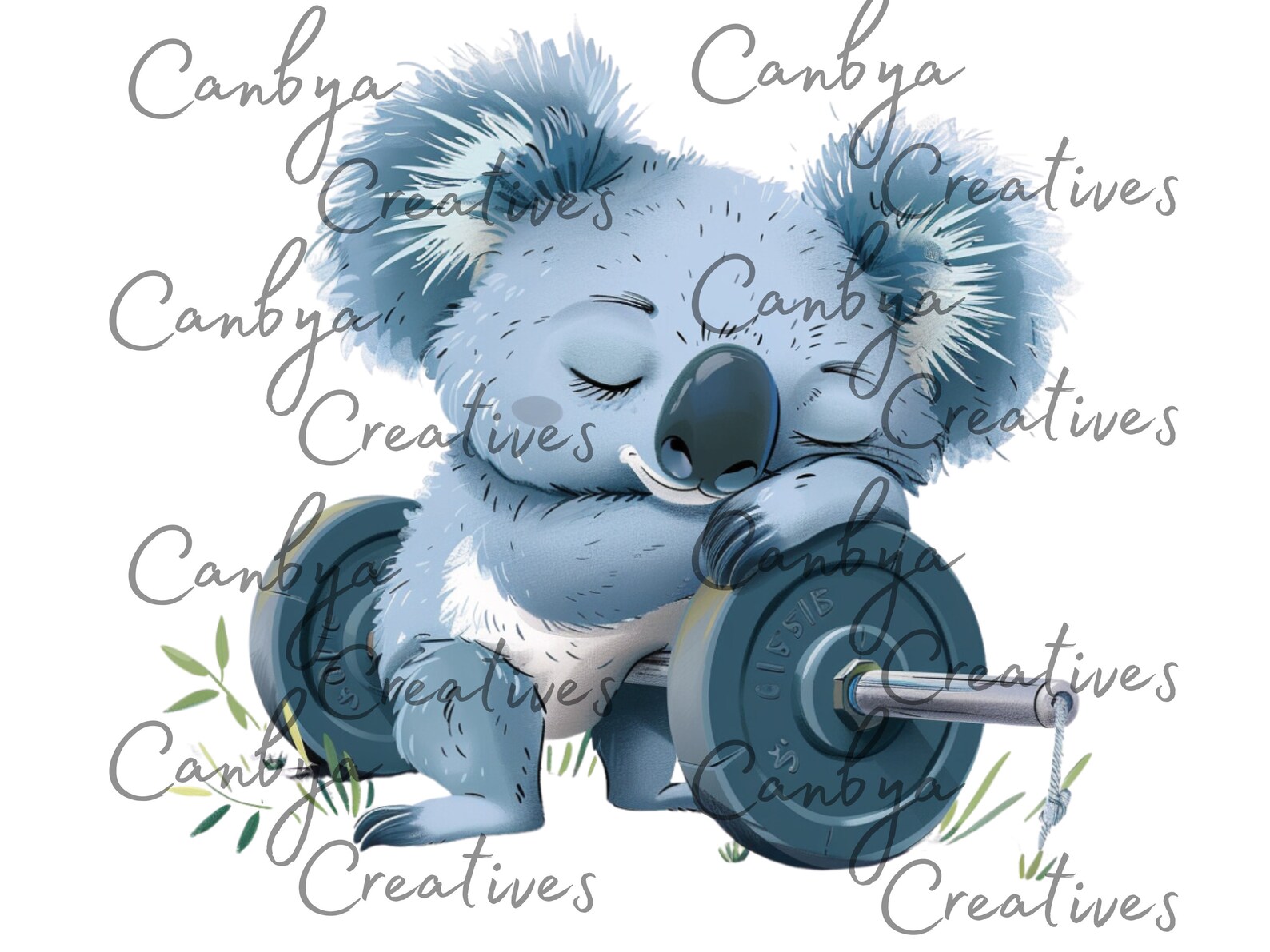 Watercolor Kawaii Koala Workout Png Svg Prints, Funny Lazy Koala ...