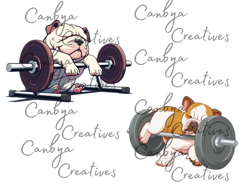 Watercolor Kawaii Bulldog Workout Png Svg Prints, Funny Lazy English ...