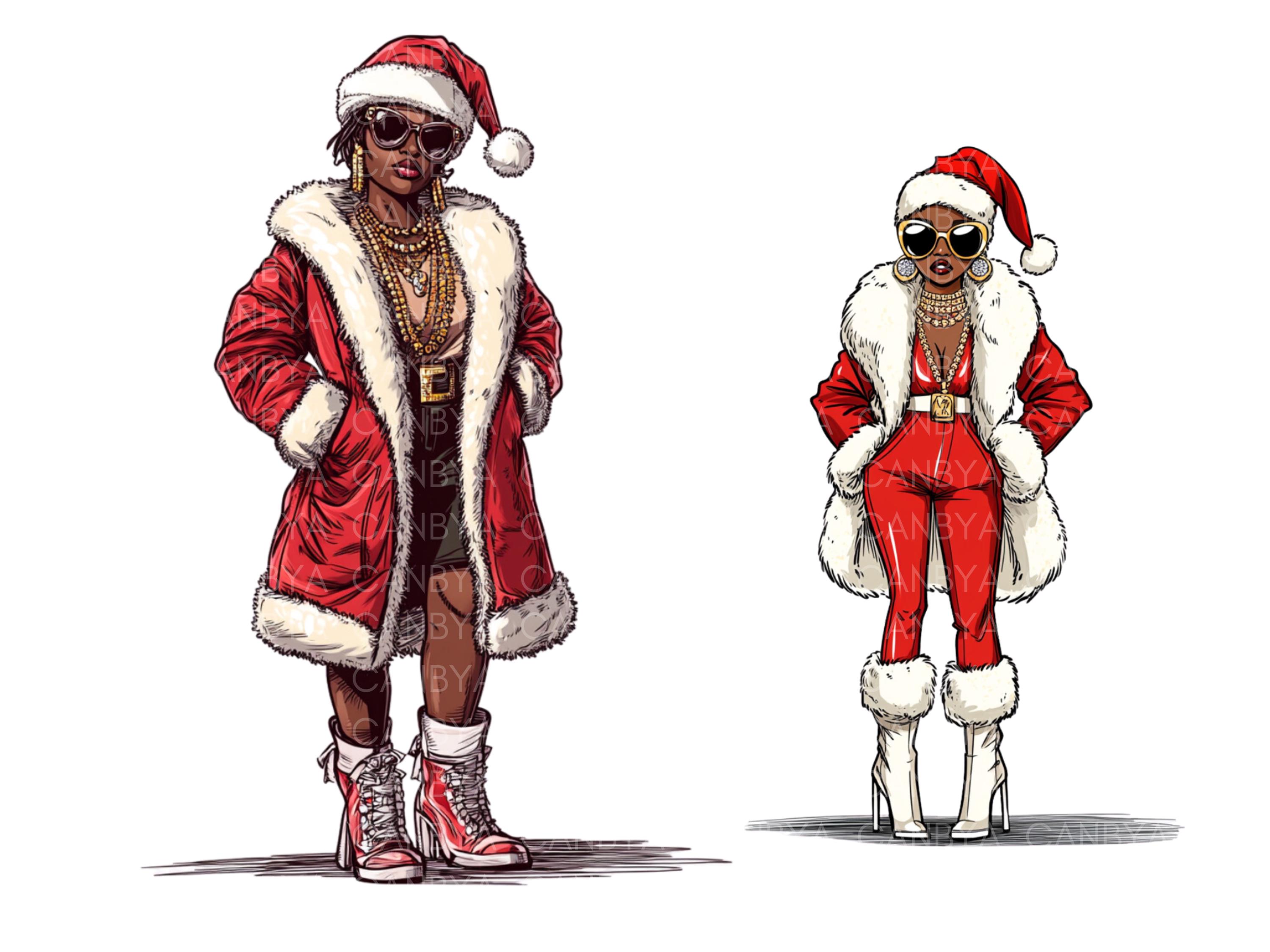 16 Black Mrs Claus Svg Png Clipart, African American Stylish Mrs Claus ...