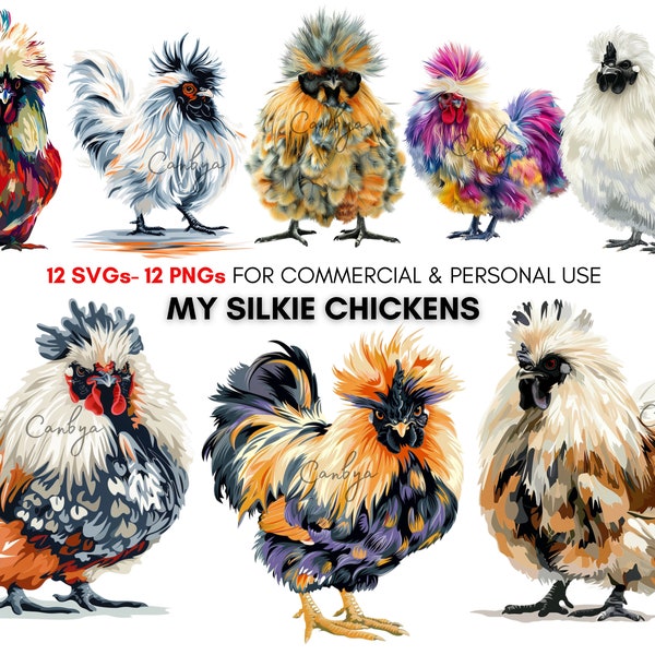 Colorful Chicken Clipart - Etsy