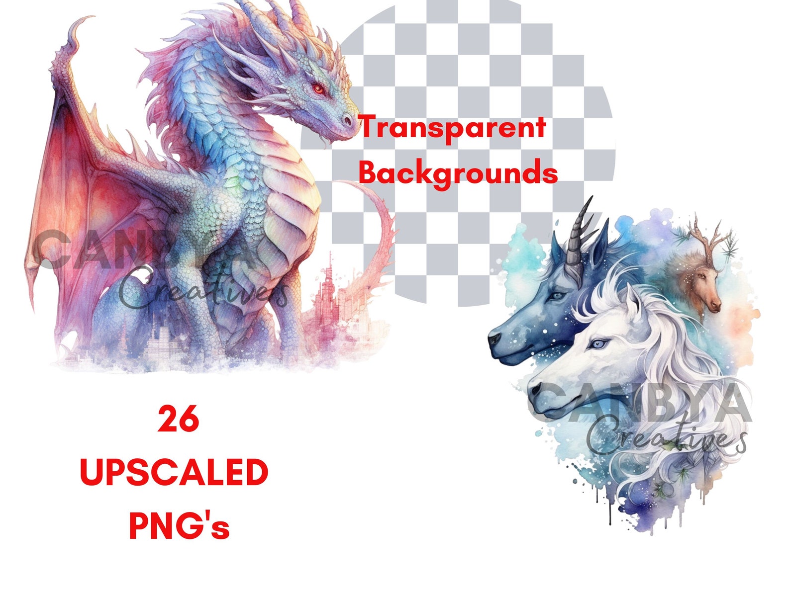 Mythical Creatures Watercolor Clipart for Commercial and - Etsy