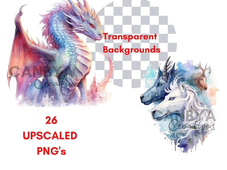 Mythical Creatures Watercolor Clipart for Commercial and - Etsy