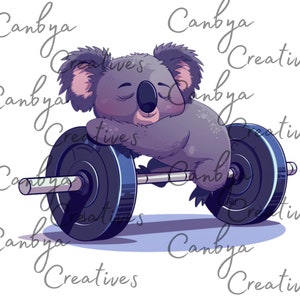 Watercolor Kawaii Koala Workout Png Svg Prints, Funny Lazy Koala ...