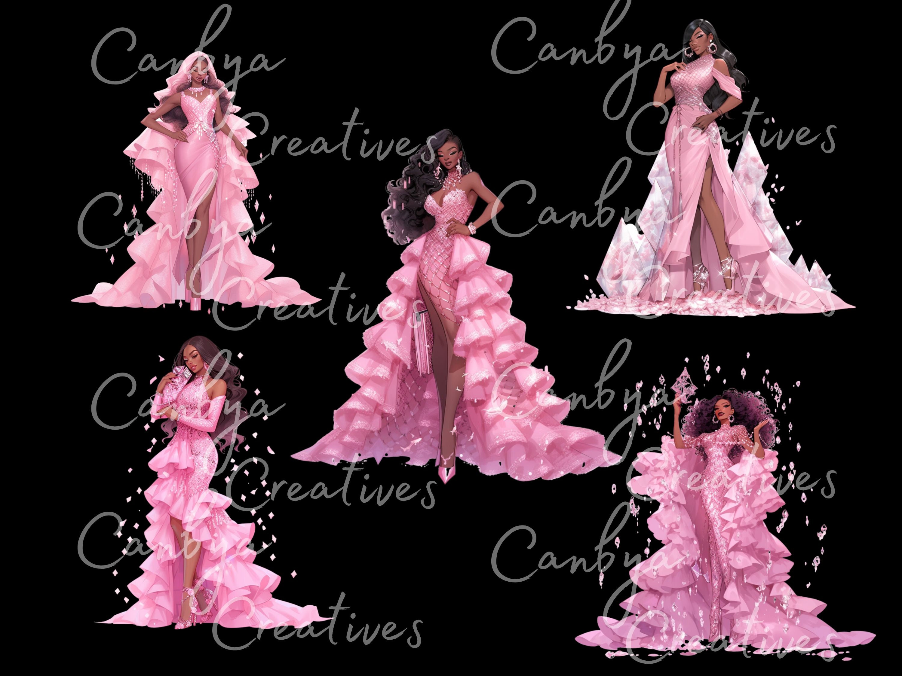 Black Queen Glam, Fashion Girl Clipart, Pink Glam, African American ...