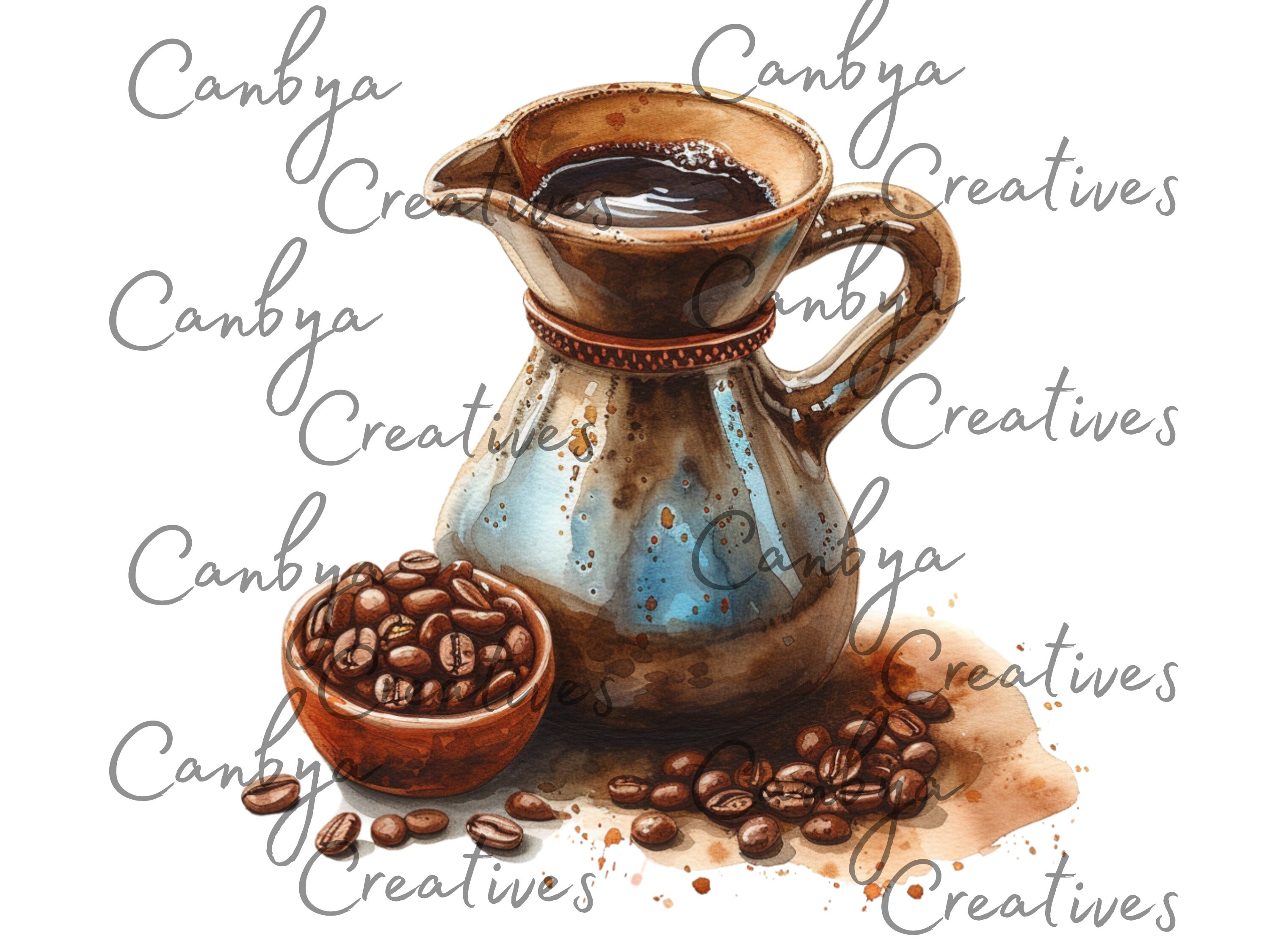 Watercolor Coffee Lover Png Svg Clipart Bundle, Watercolor Coffee Beans ...