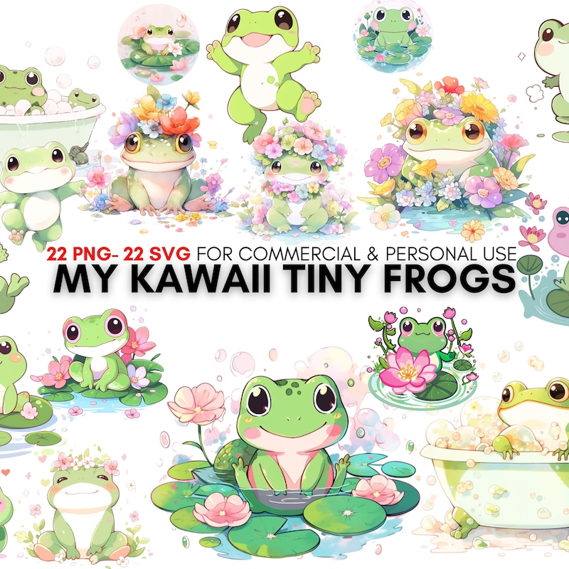 Cute Kawaii Frog Art - Etsy