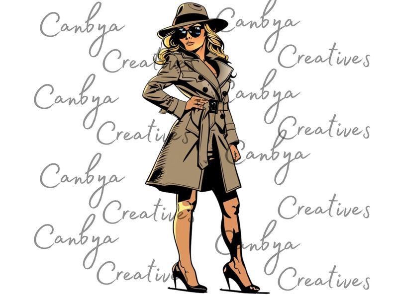 Retro Blonde Secret Agent Women Png Svg Cliparts, Fashion Secret Agent ...