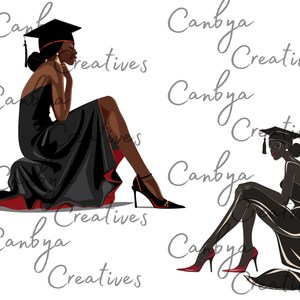Graduation Black Girl's Look Svg Ong Clipart Bundle, African American ...