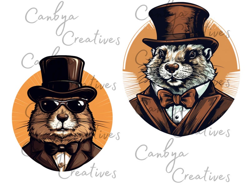 Watercolor Groundhog Day Png Svg Clipart Bundle, Energetic Groundhog ...