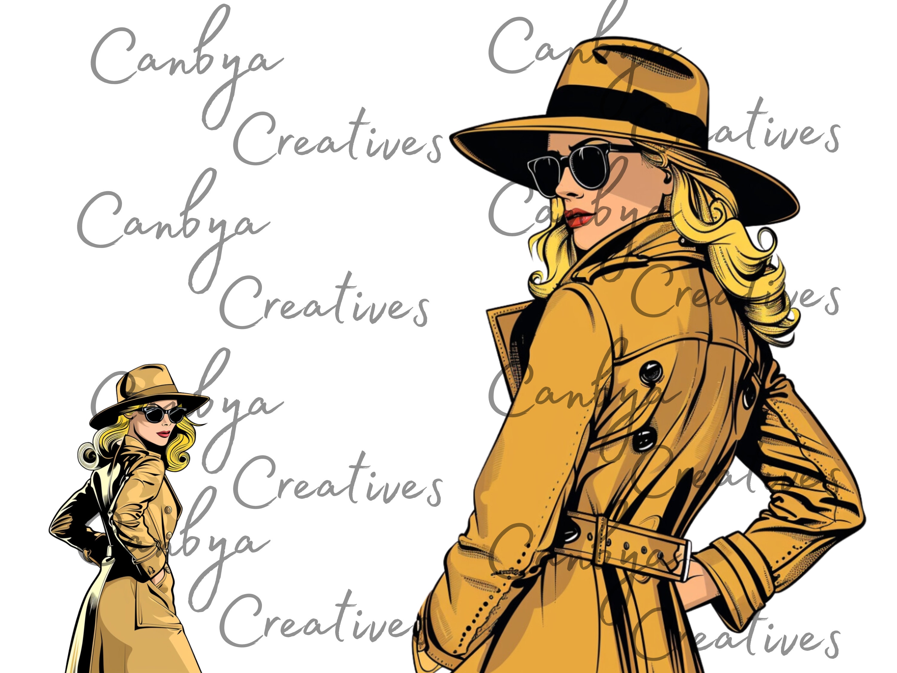 Retro Blonde Secret Agent Women Png Svg Cliparts, Fashion Secret Agent ...