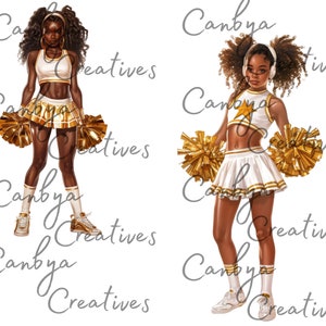 Watercolor African American Cheer Png Svg Clipart, Black Fashion Cheer ...