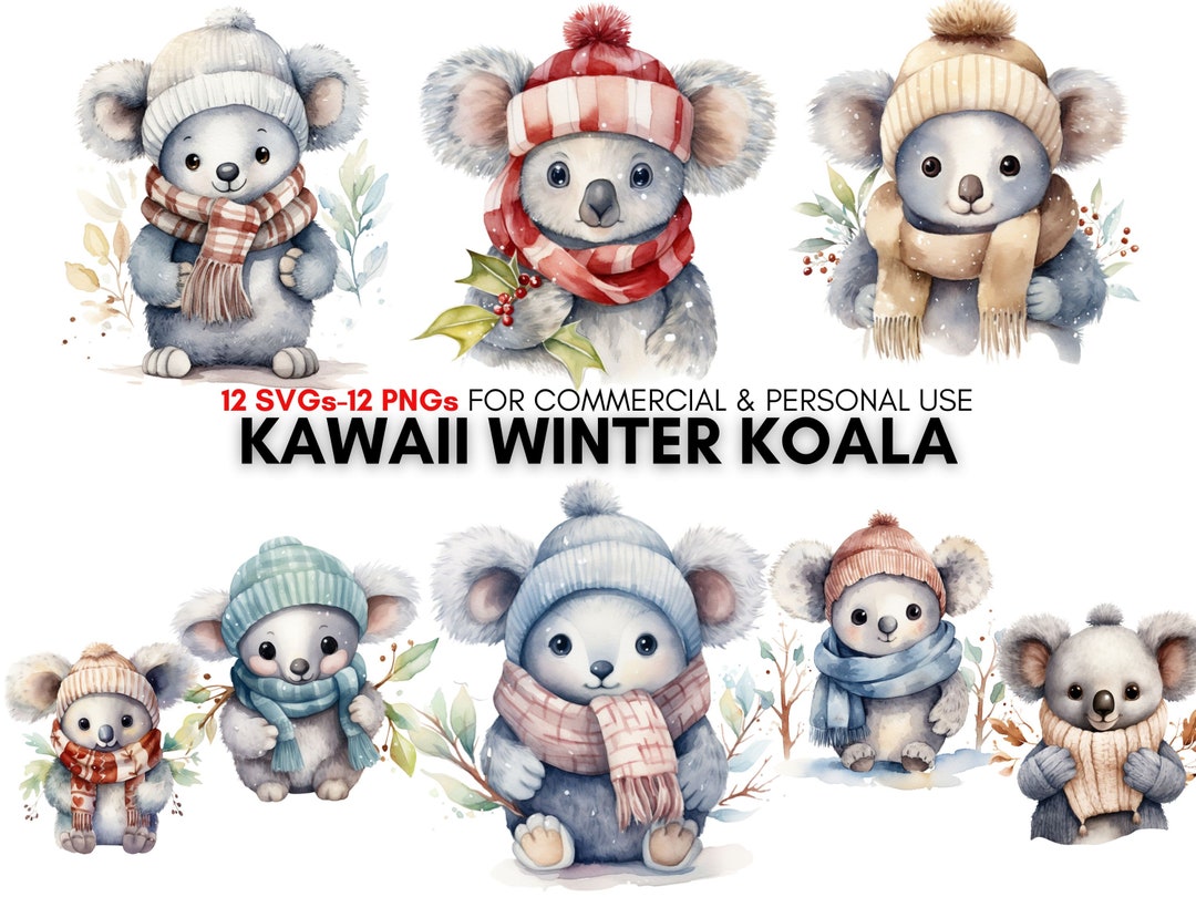 Watercolor Cute Koala Svg Png Digital Clipart Bundle, Animal Graphics ...