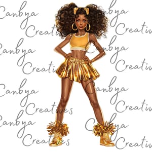 Watercolor African American Cheer Png Svg Clipart, Black Fashion Cheer ...