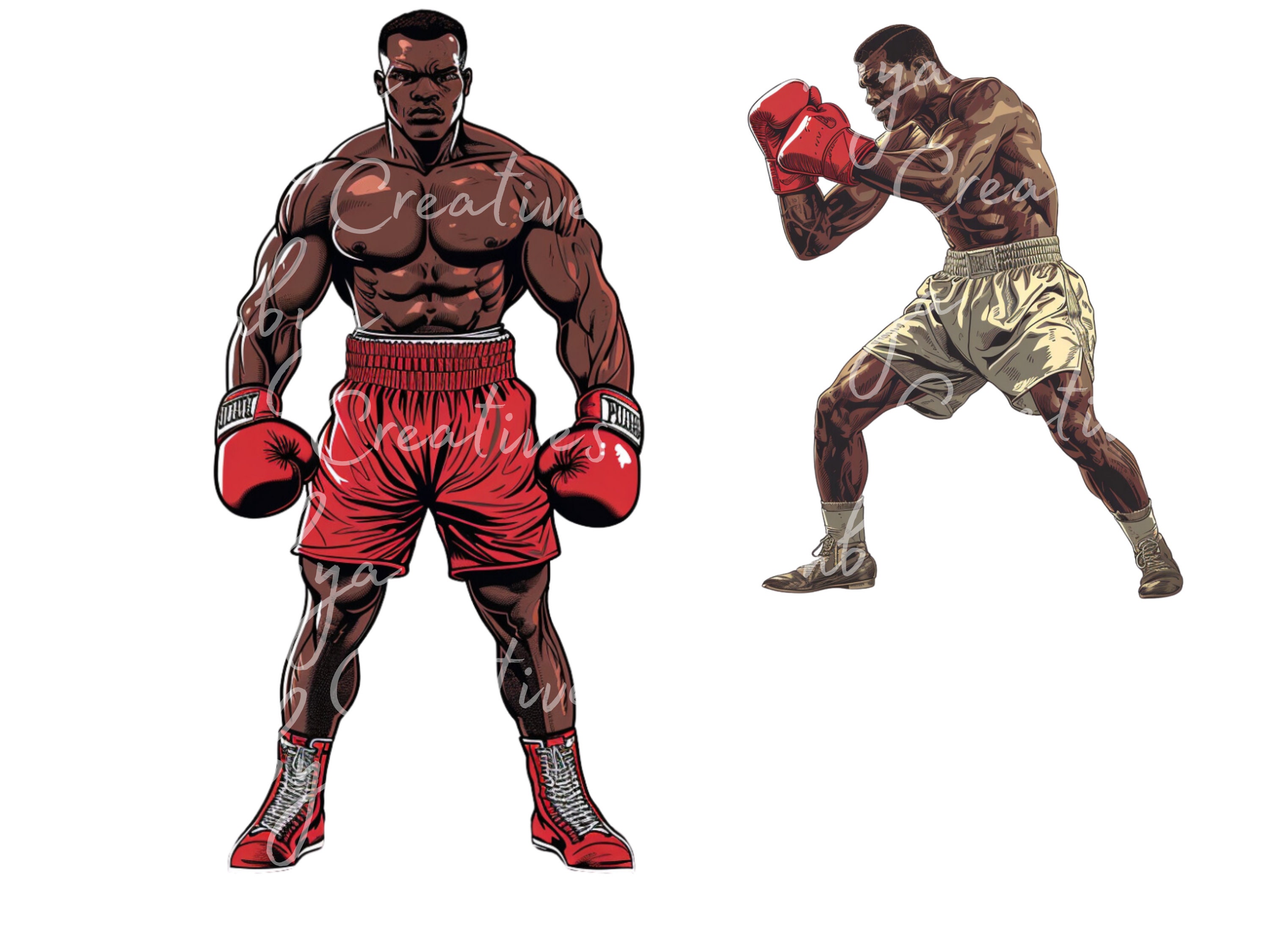 Retro African American Boxer Png Svg Clipart Bundle, Sport Lover Prints ...