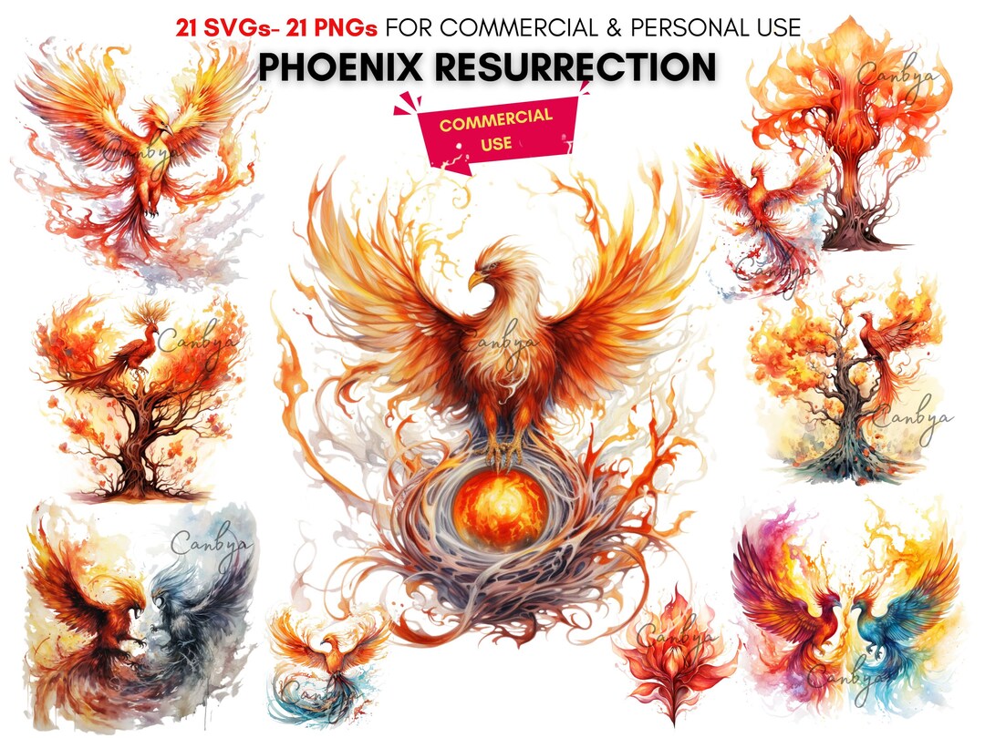 Watercolor Mythical Phoenix Creatures Svg Png Digital Download ...