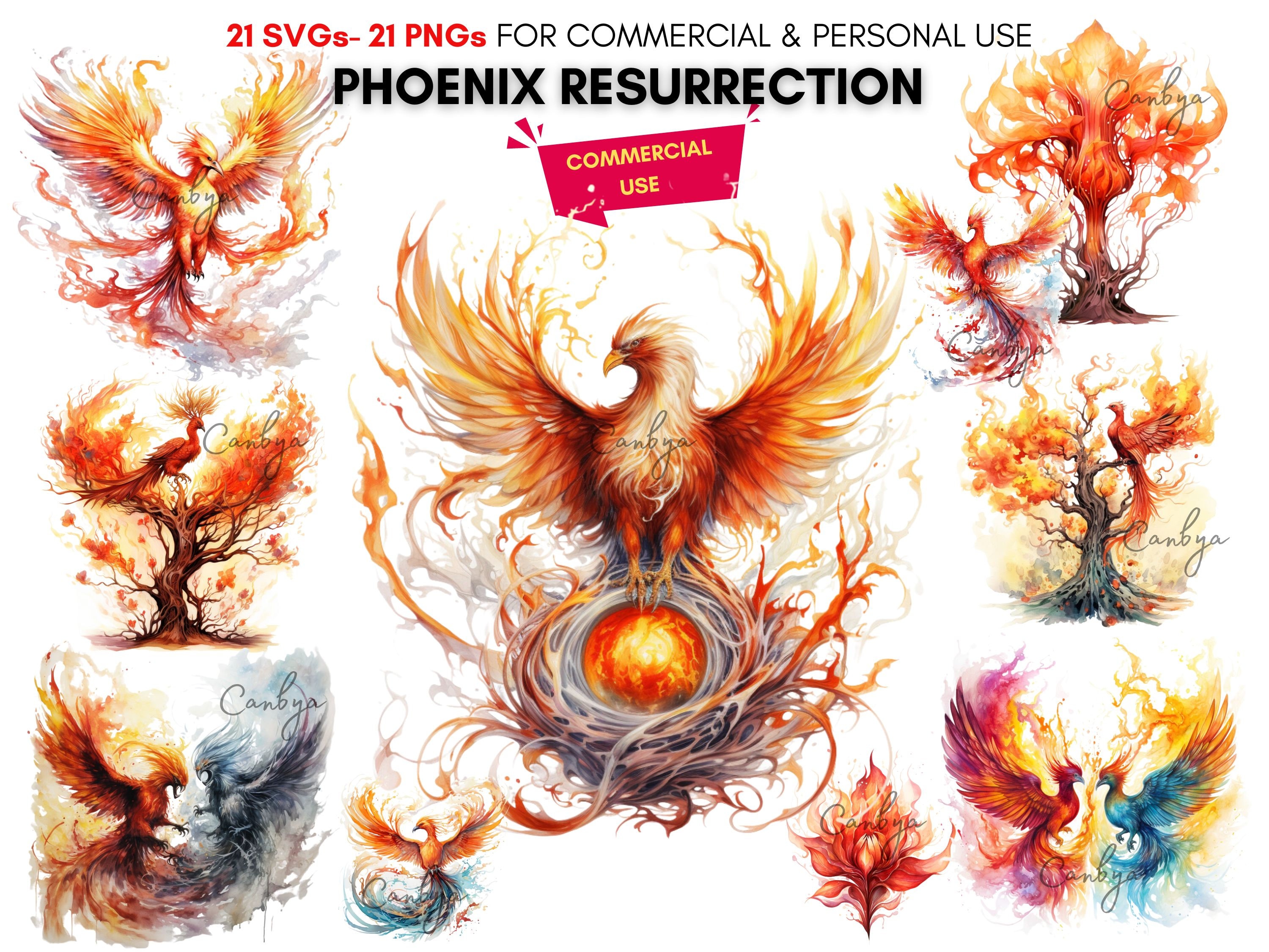 Watercolor Mythical Phoenix Creatures Svg Png Digital Download ...