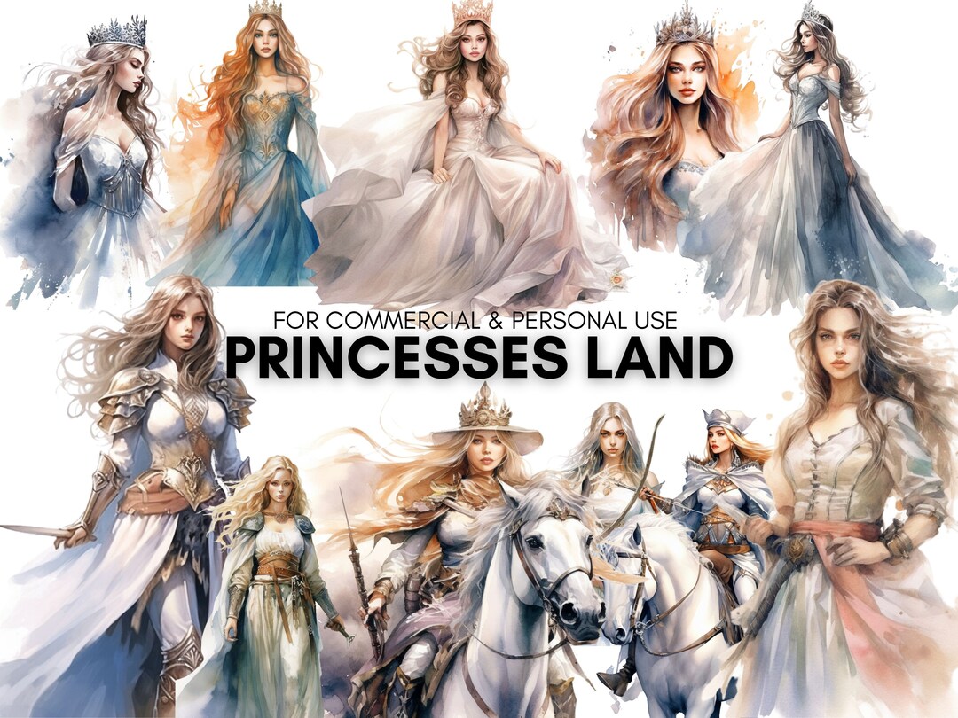 Princesses Land Clipart Watercolor, for Commercial and Personal Use, 17 ...