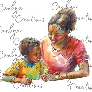 African American Teacher Mom Png Svg Clipart Bundle, Mother & Son ...