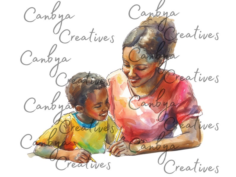 African American Teacher Mom Png Svg Clipart Bundle, Mother & Son ...
