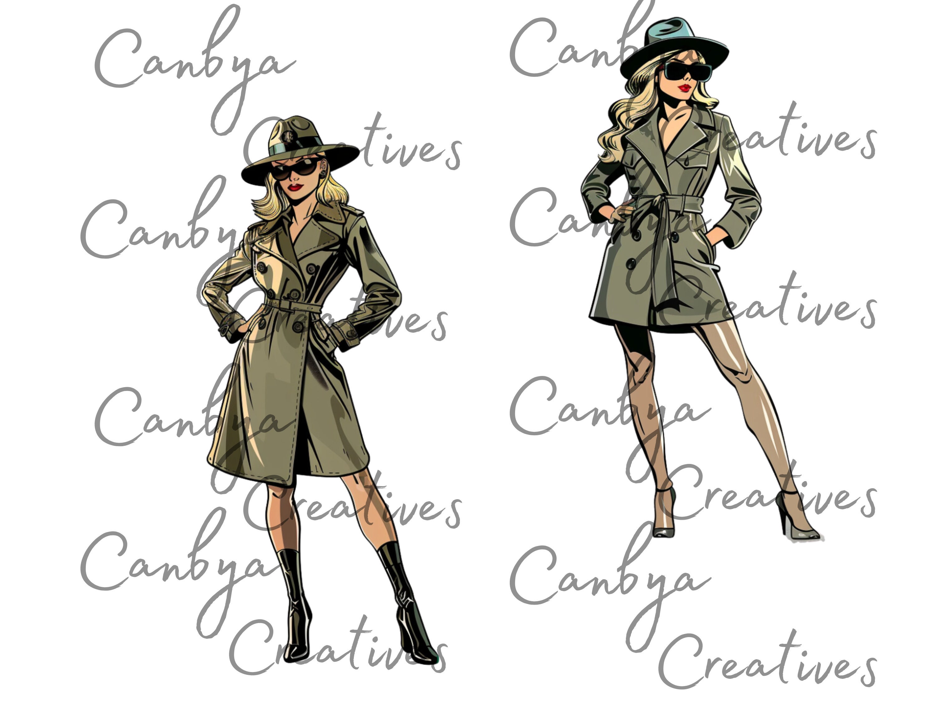 Retro Blonde Secret Agent Women Png Svg Cliparts, Fashion Secret Agent ...