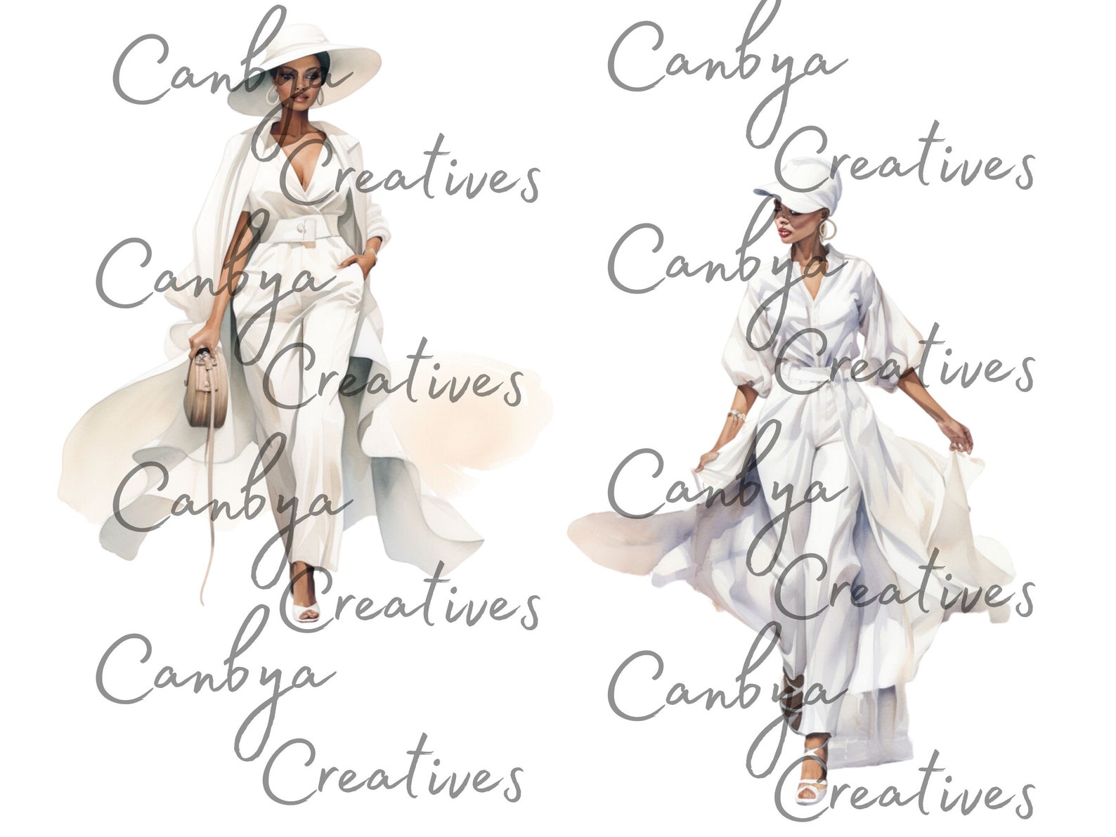 Watercolor Black Woman Svg Png Clipart Bundle, Black Fashion Working ...