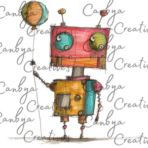 Happy Robots Png Svg Clipart Bundle, Digital Art Prints for ...