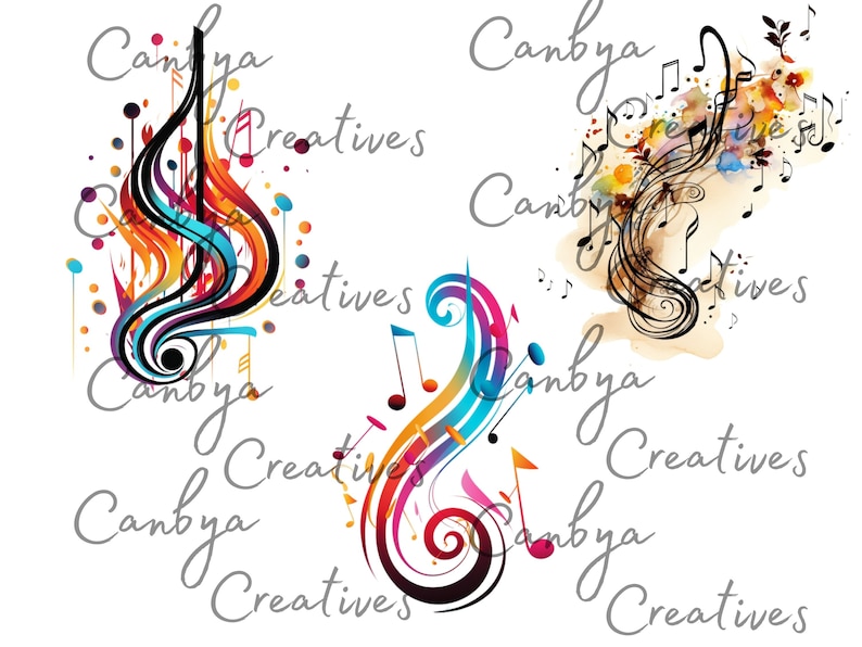 Watercolor Music Note Png Svg Clipart Bundle, Musical Notes' Art ...