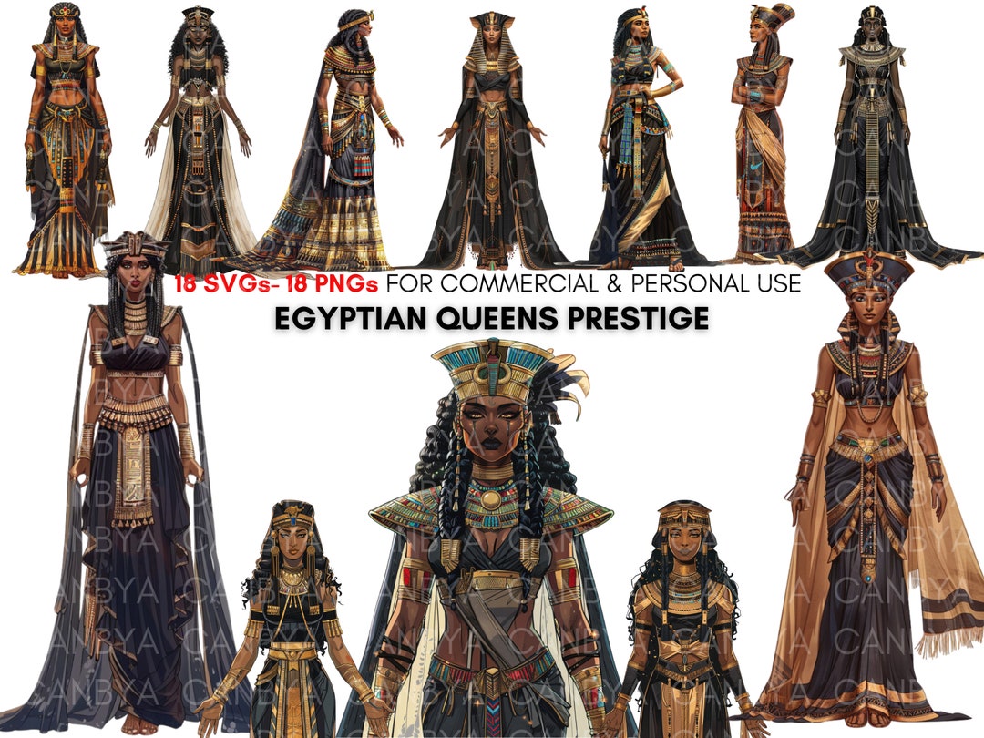 Eqyptian Queen Prestige Png Svg Clipart Bundle, Fashion Girl Clipart, African American Woman ...