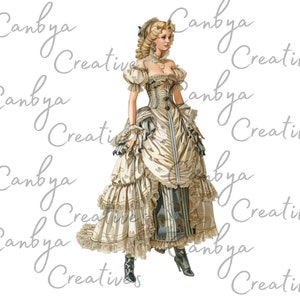 Rococo Styled Girl Svg Png Clipart Bundle, Vintage Rococo Fashion Girls ...