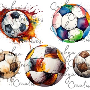 Watercolor Soccer Balls Png Svg Clipart Bundle to Print, Soccer Prints ...