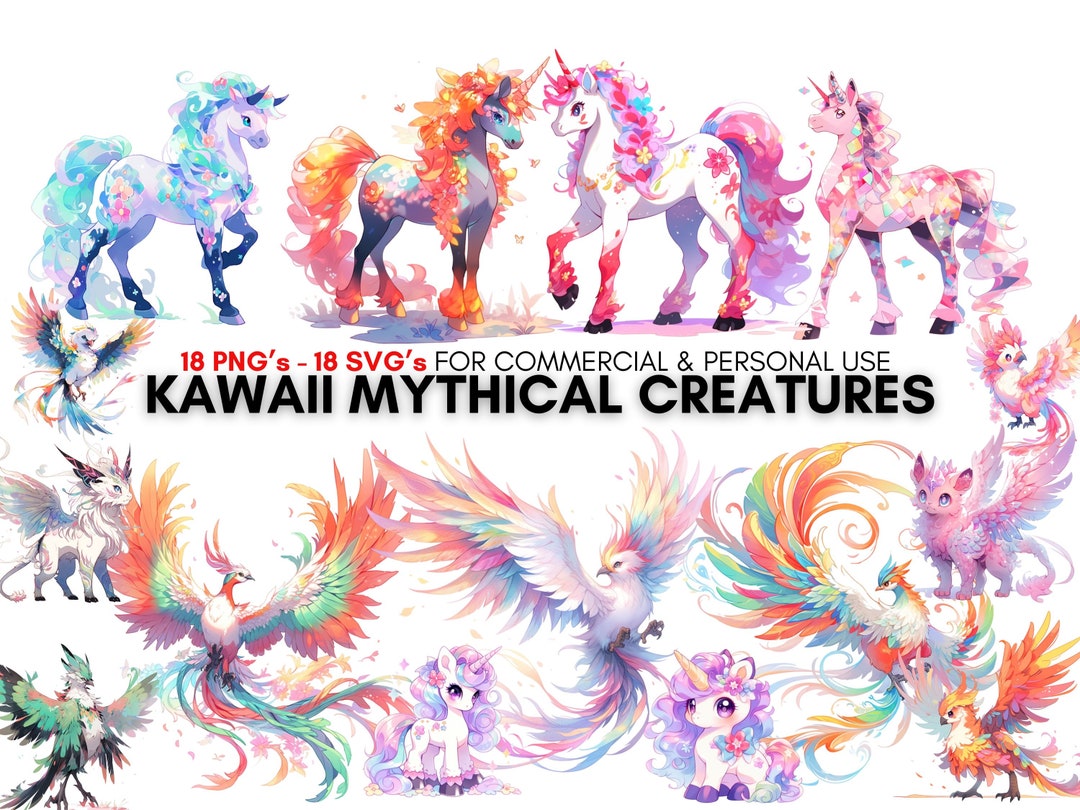 Mythical Creatures Clipart Bundle, Watercolor Clipart , for Commercial ...