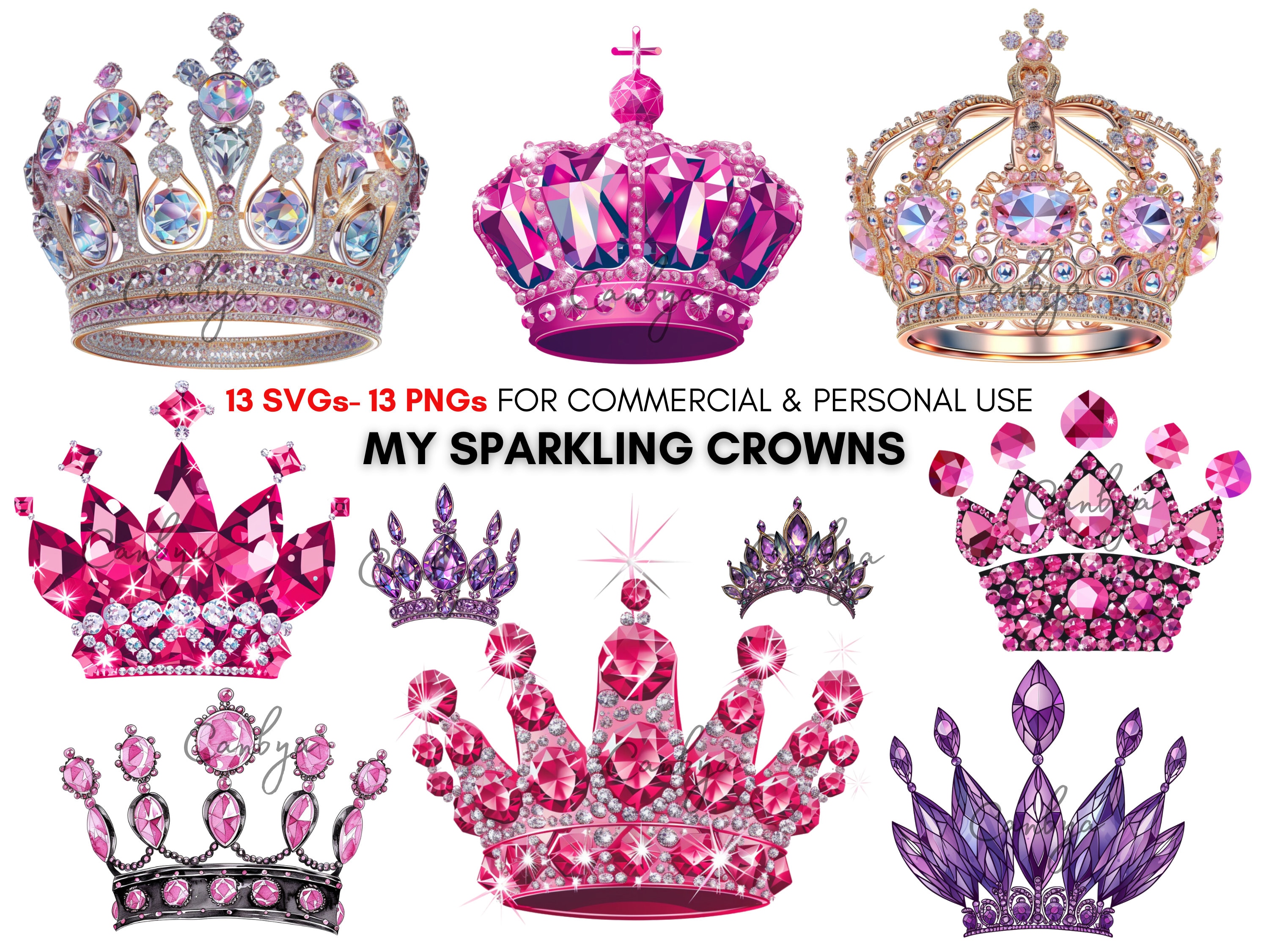 Watercolor Sparkling Diamond Crown Png Svg Clipart, Royal Crowns Prints ...