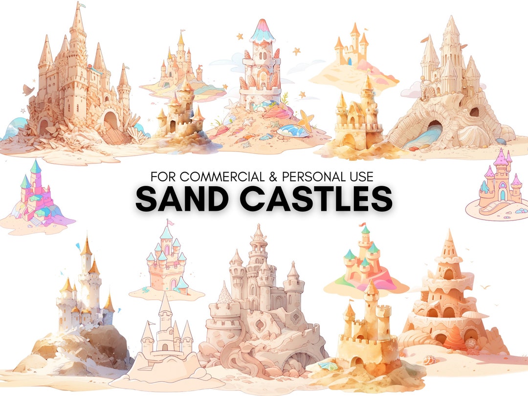 The Sand Castles, Summer Clipart Watercolor and Illustrations, for ...