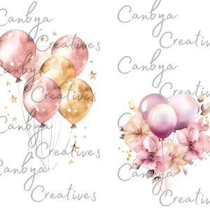 Watercolor Golden Blush Balloon Svg Png Clipart, Glitter Birthday ...