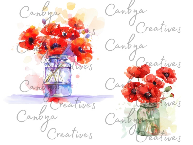 Watercolor Poppies Svg Png Clipart Bundle, Abstract Poppy Flower ...