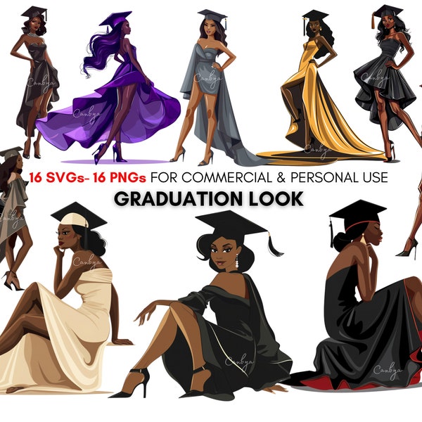Black Girl Graduation Clipart Svg - Etsy