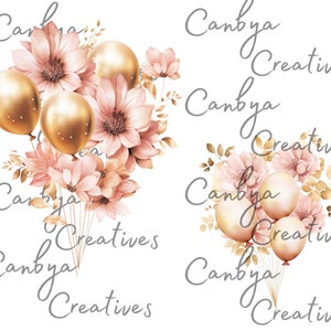 Watercolor Golden Blush Balloon Svg Png Clipart, Glitter Birthday ...