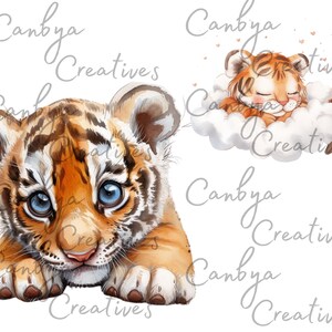 Watercolor Kawaii Baby Tigers Svg Png Clipart, Cute Big-eyed Tiger ...
