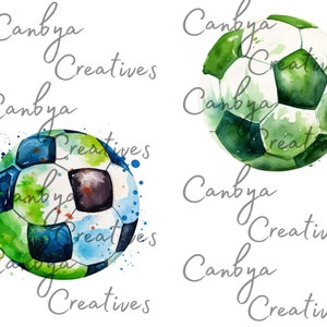 Watercolor Soccer Balls Png Svg Clipart Bundle to Print, Soccer Prints ...