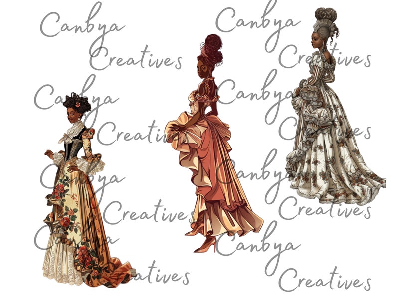 Rococo Fashion Styled Black Girl Standing With Pride Svg Png Clipart ...
