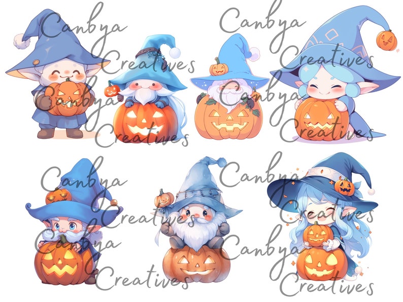Halloween Gnome Clipart Kawaii Halloween Gnomes Mythical - Etsy