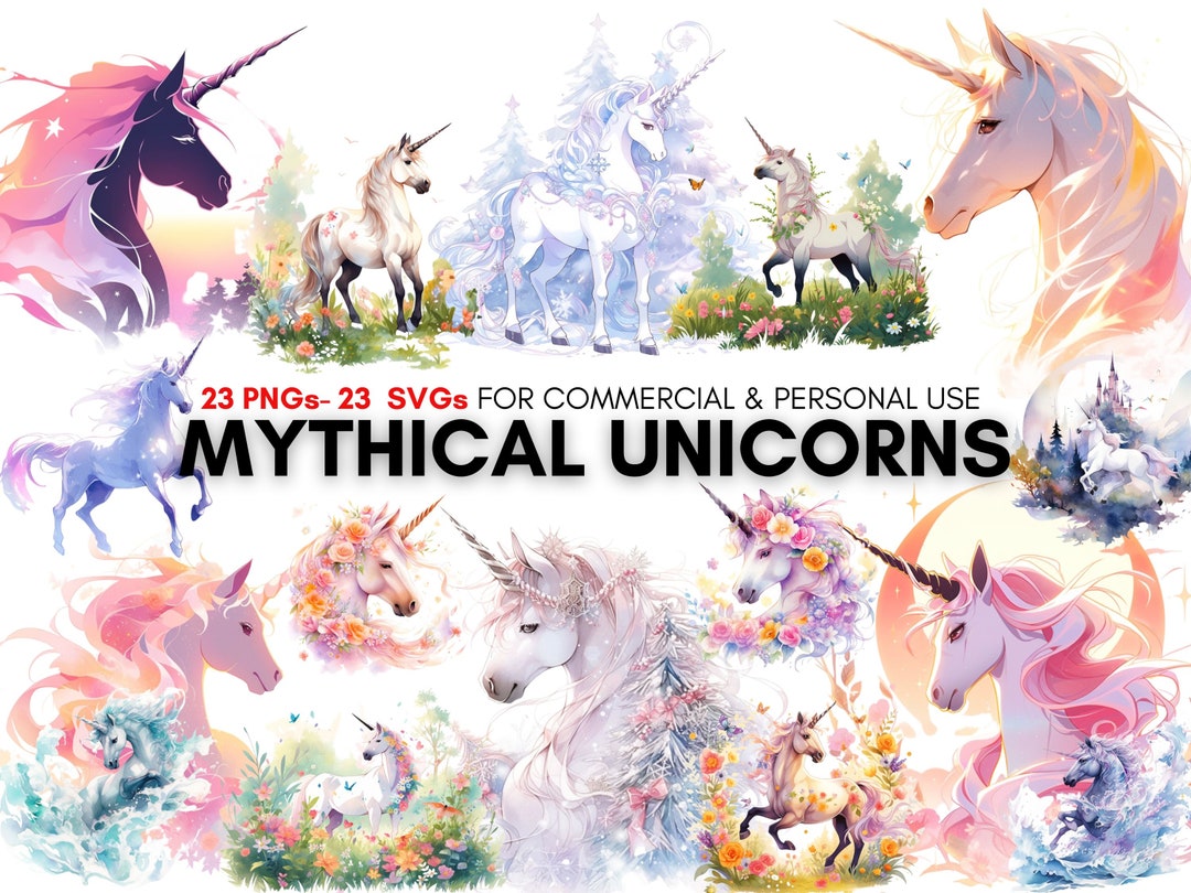 Mythical Creatures, Unicorn Clipart Set, 23 Unicorn Svg 's, 23 Unicorn ...